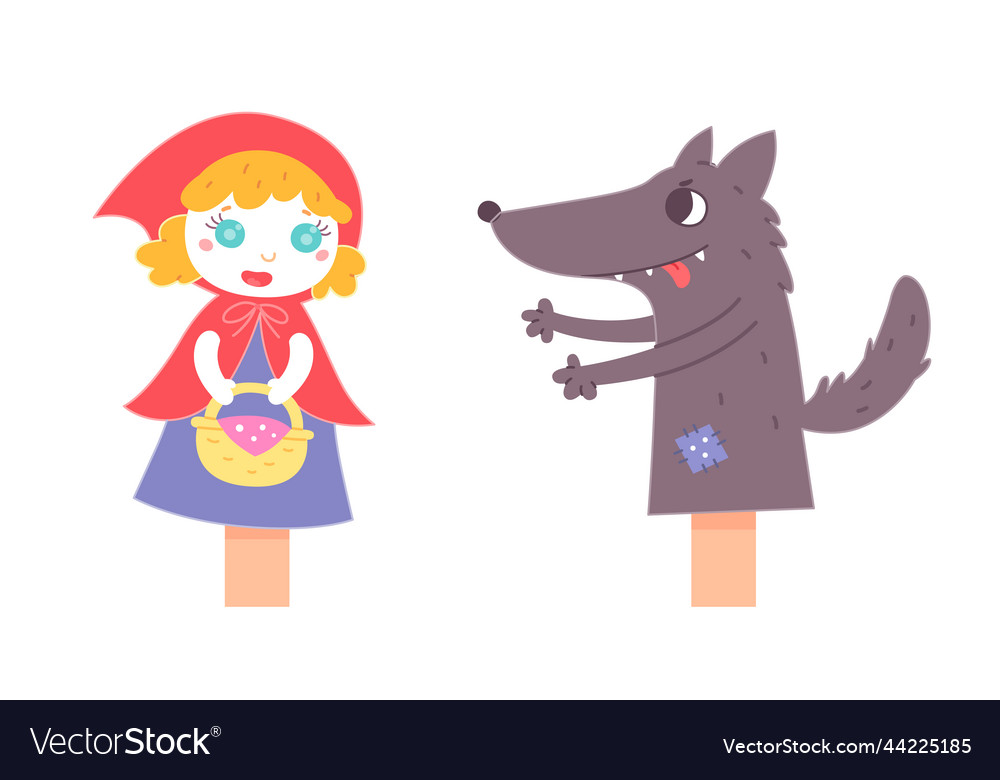 Hand puppet show funny fairy tale story Royalty Free Vector