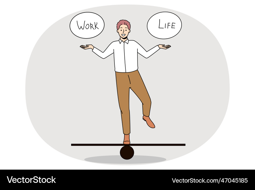 Happy businessman balancing between work and life Vector Image