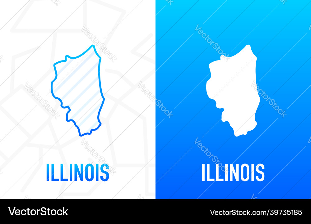 Illinois - us state contour line in white Vector Image