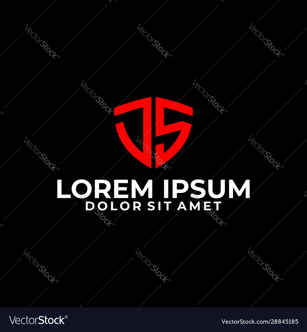 Initial letter ts or js logo template with shield Vector Image