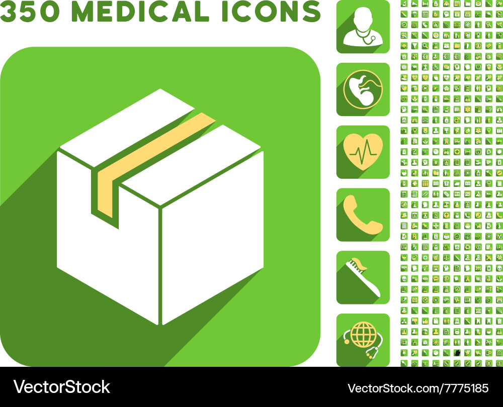 Package icon and medical longshadow icon set Vector Image