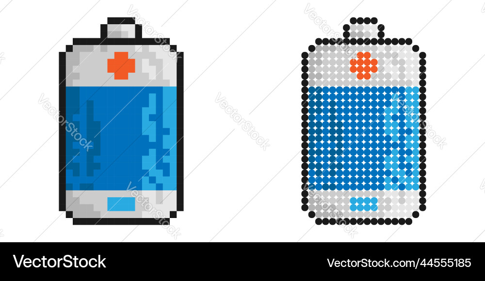 Pixel icon battery for portable devices energy Vector Image