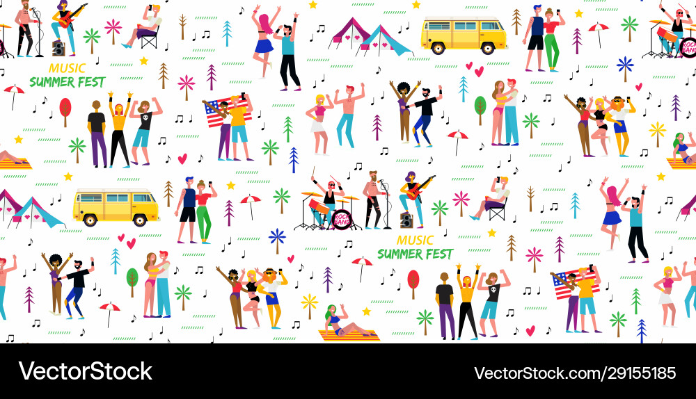 Seamless pattern for music summer festival Vector Image