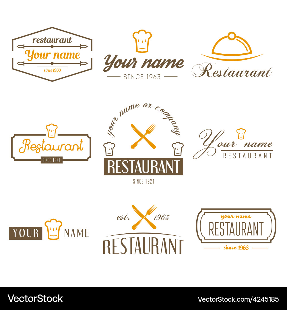 Set of logo and logotype elements for restaurant Vector Image
