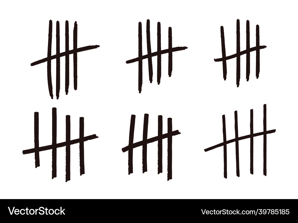 Set tally marks lines or sticks hand drawn Vector Image