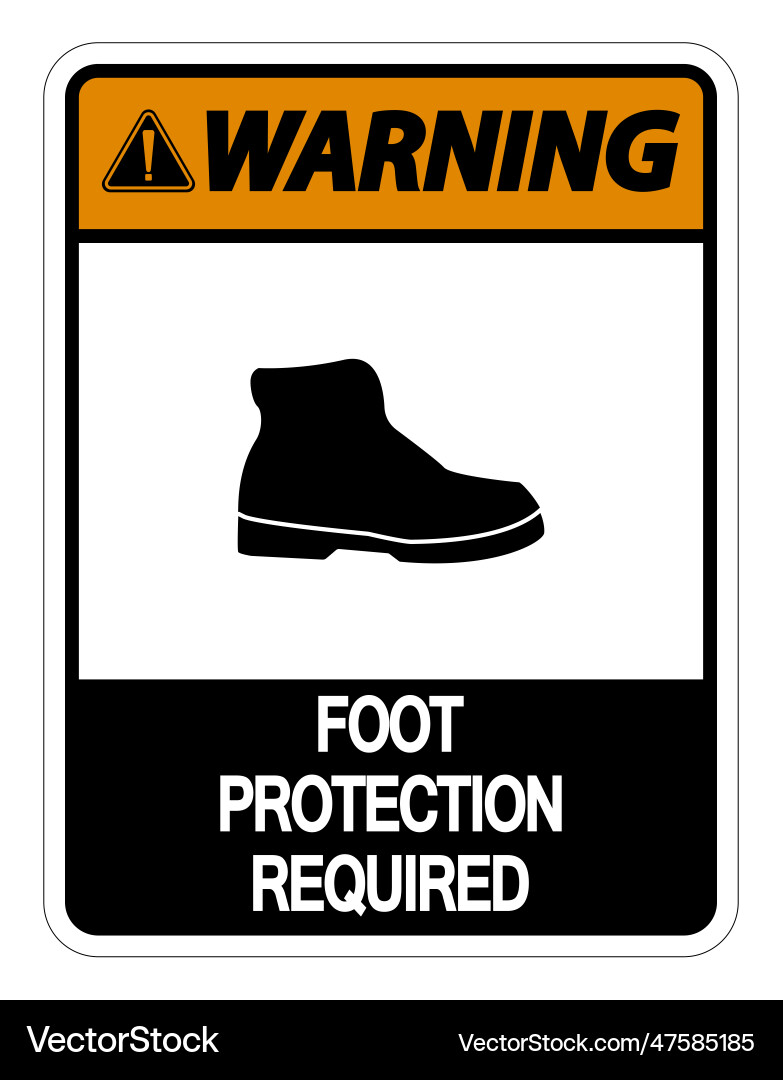 Warning foot protection required wall sign Vector Image