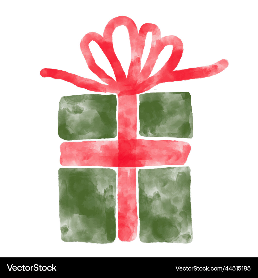 Watercolor textured gift box present decorated Vector Image