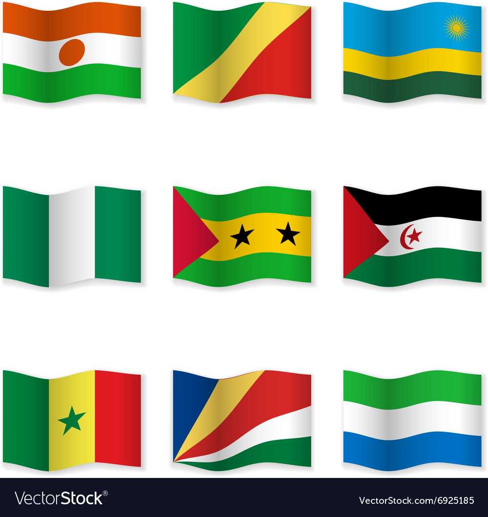 Waving flags different countries Royalty Free Vector Image