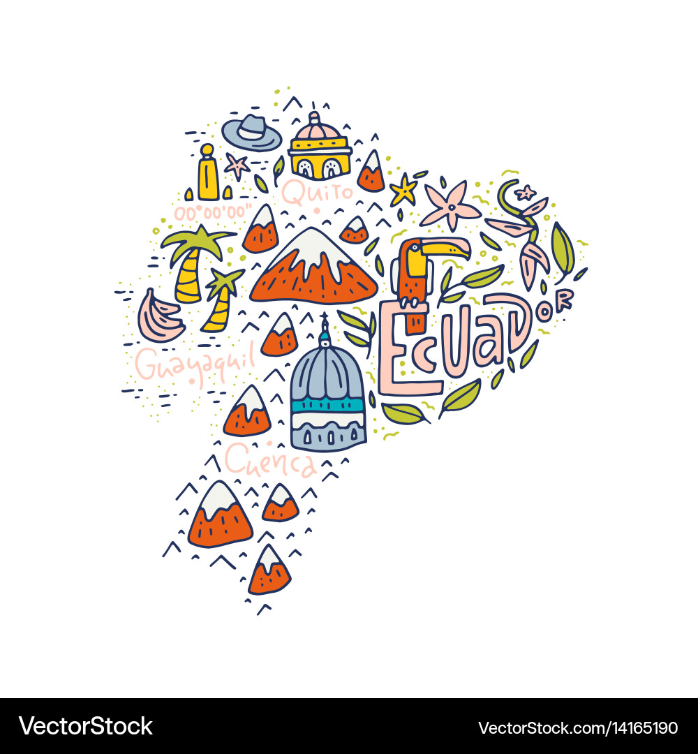 Cartoon map of ecuador Royalty Free Vector Image