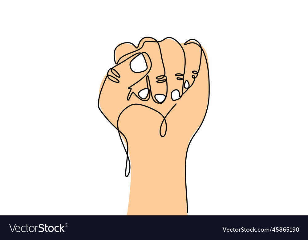 Continuous one line drawing of fist hand gesture Vector Image
