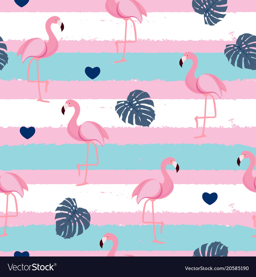 Cute retro seamless flamingo pattern background Vector Image