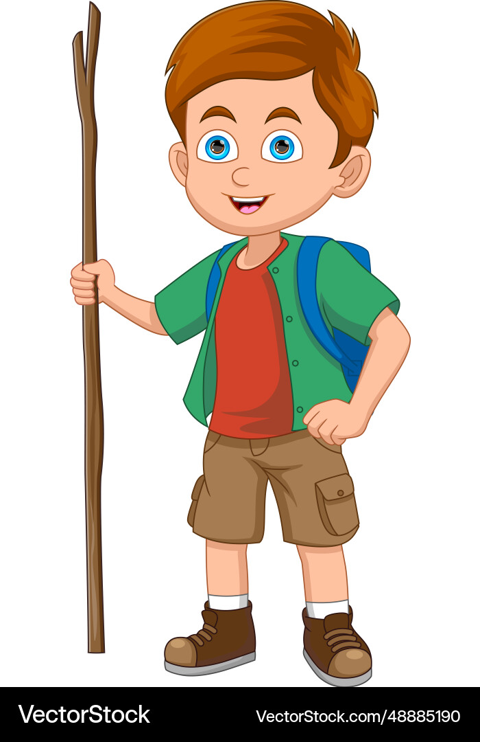 Happy adventure boy cartoon Royalty Free Vector Image