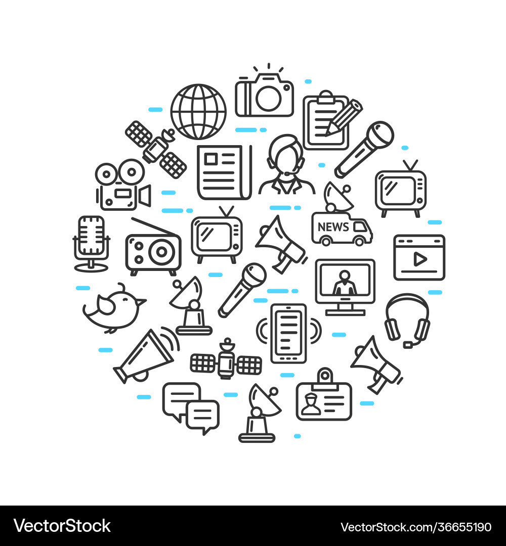 News sign round design template thin line icon Vector Image