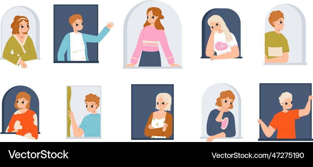 People looking peeping and hiding cartoon Vector Image