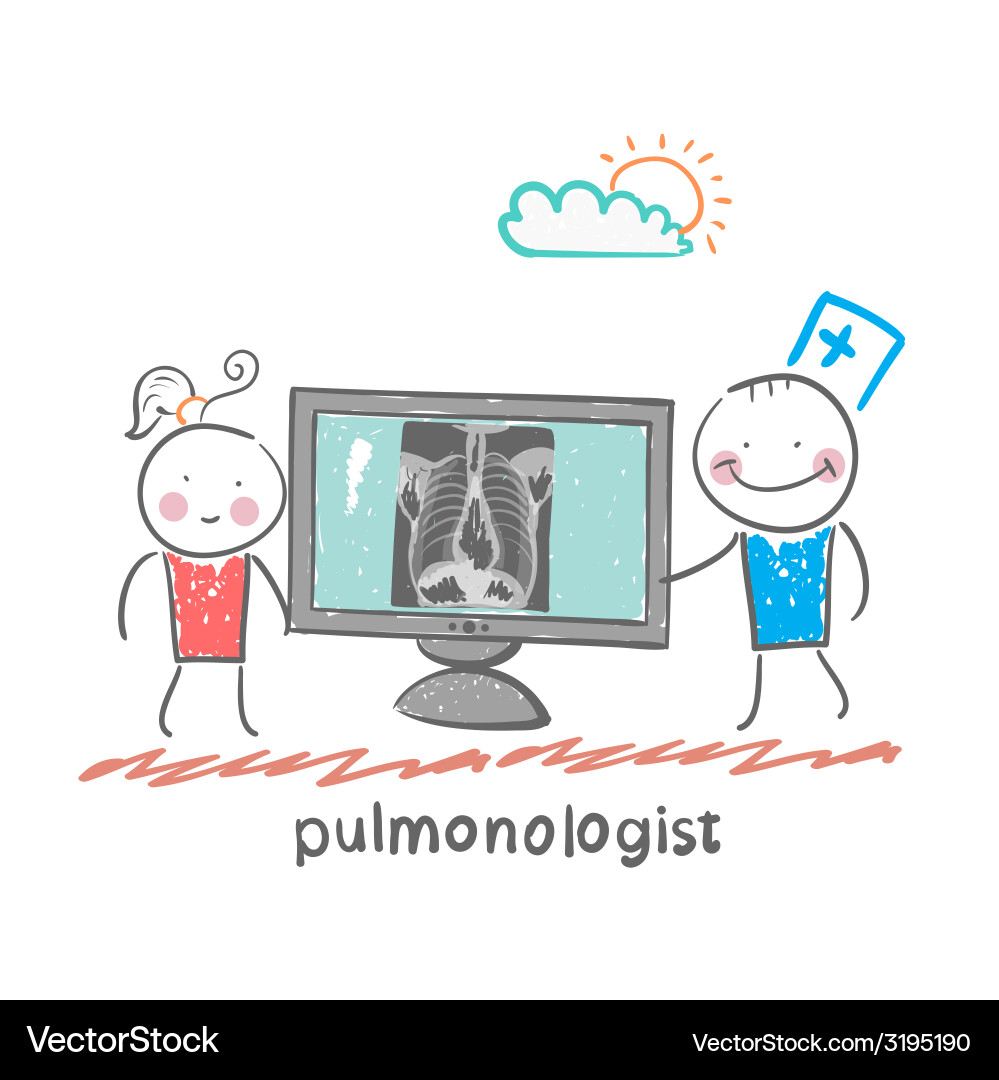 Pulmonologist chest x-ray shows a patient Vector Image