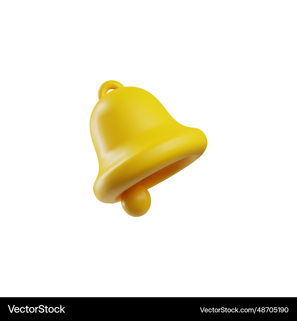 Realistic reminder bell cartoon icon 3d Royalty Free Vector