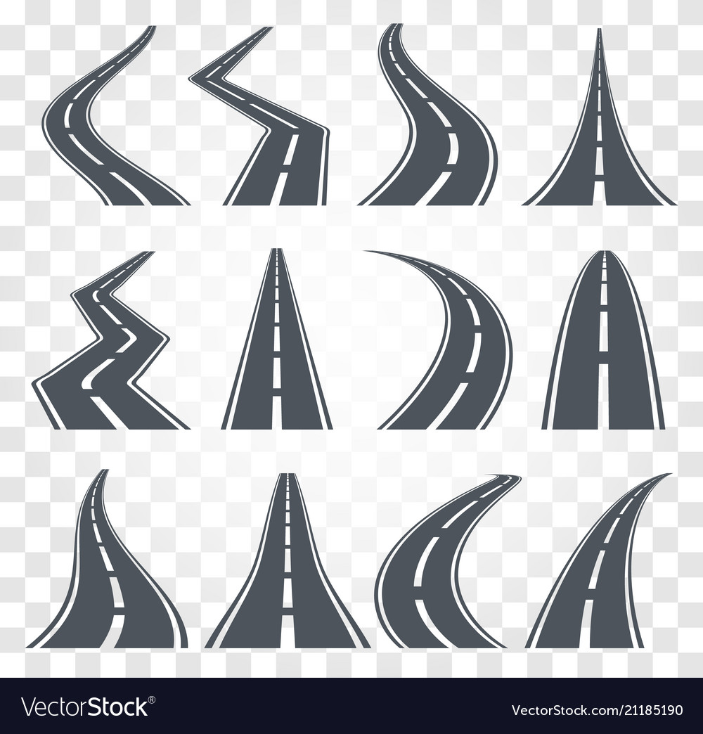 Roads set highway Royalty Free Vector Image - VectorStock