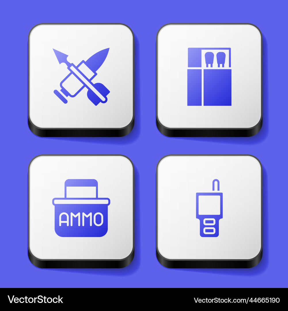 Set crossed bullet with arrow open matchbox Vector Image