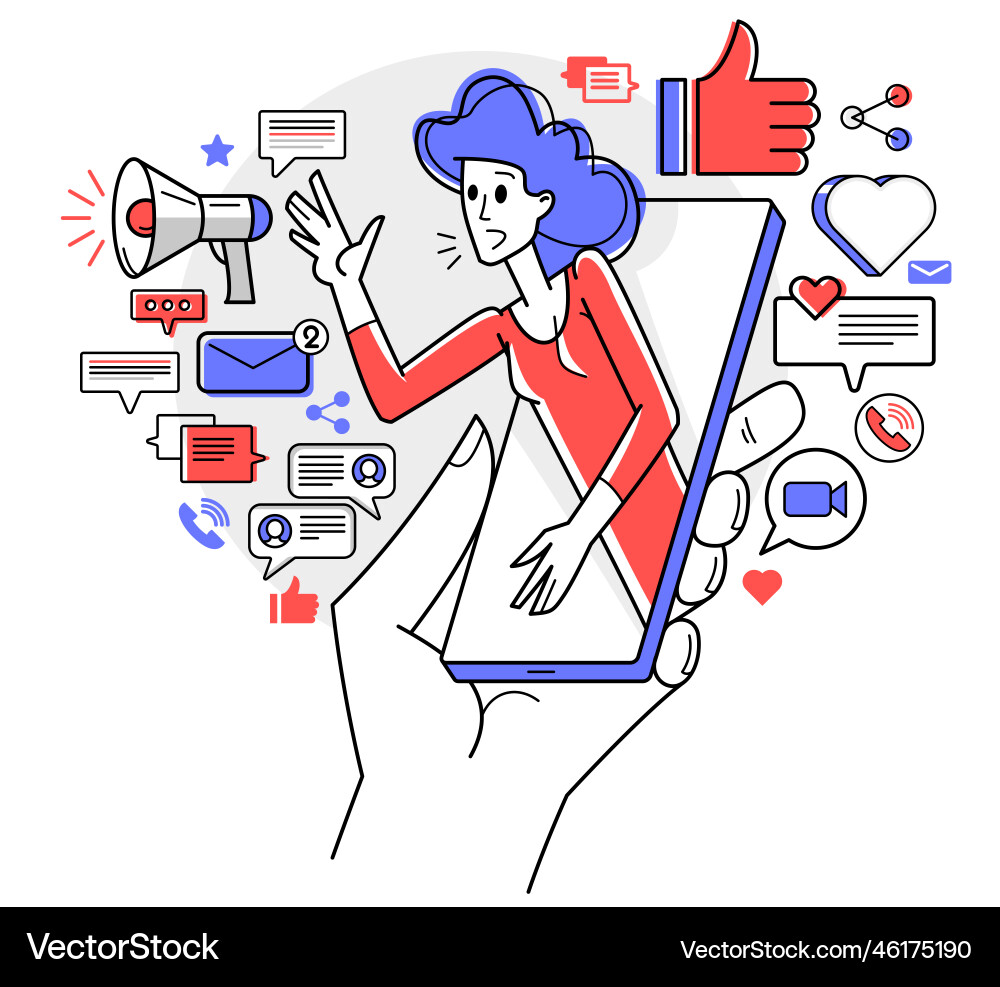 Work in social media influencer messaging Vector Image