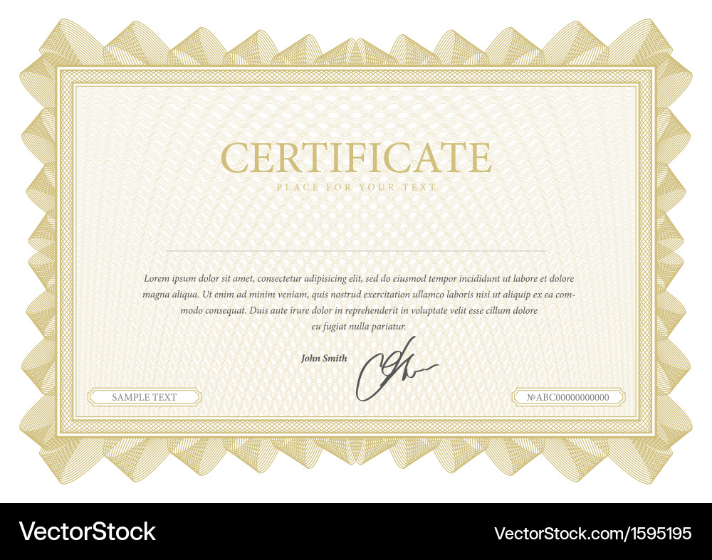 Certificate pattern that is used in currency and Vector Image