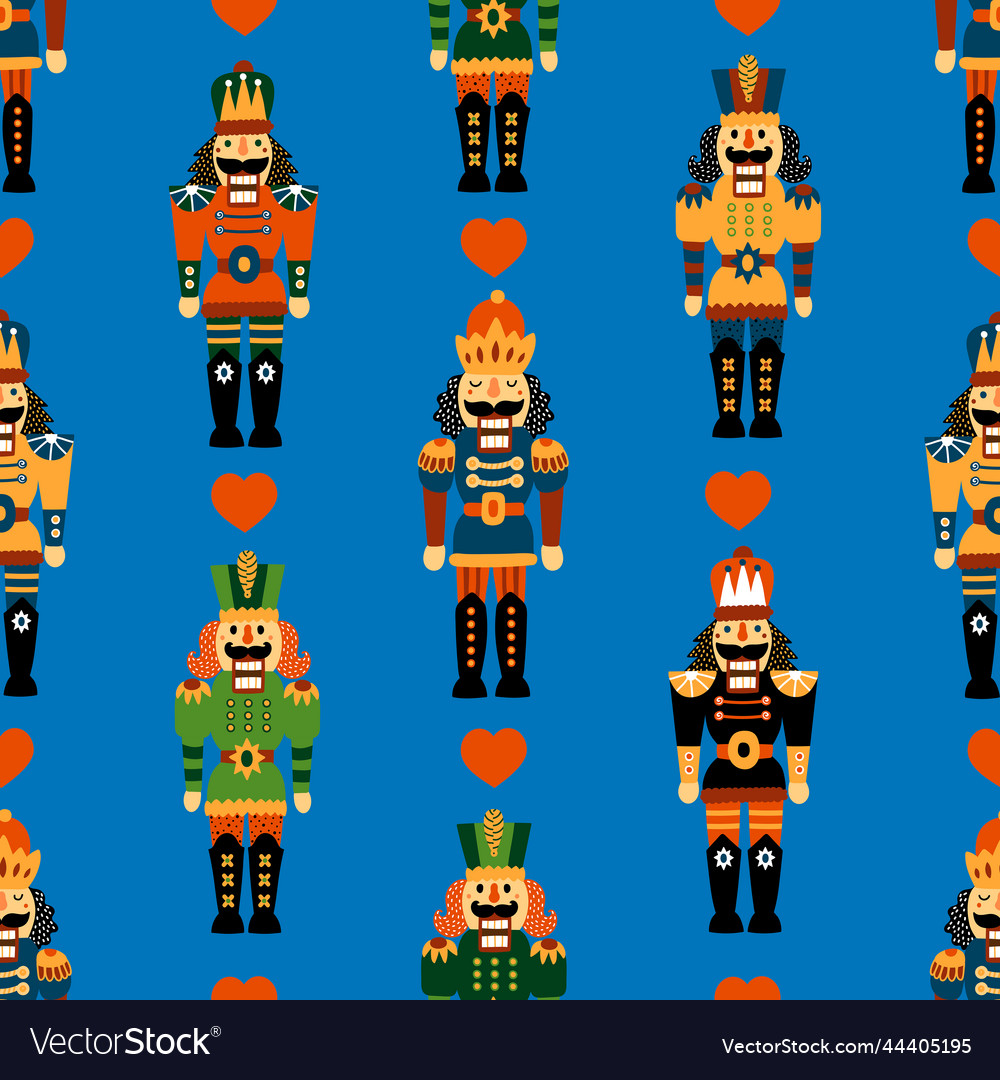 Christmas seamless nutcracker pattern Royalty Free Vector