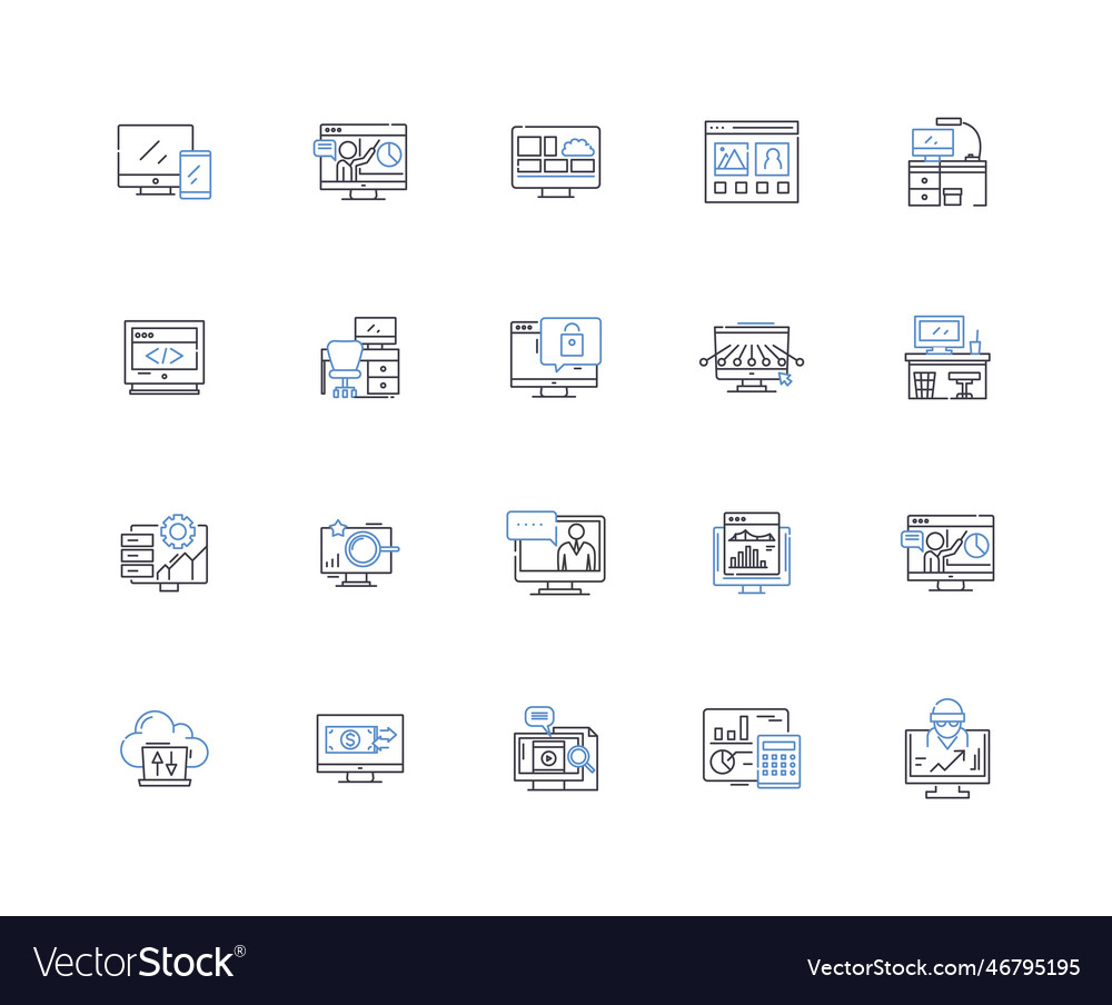 Cloud data line icons collection storage backup Vector Image Cloud data line icons collection storage backup Vector Image