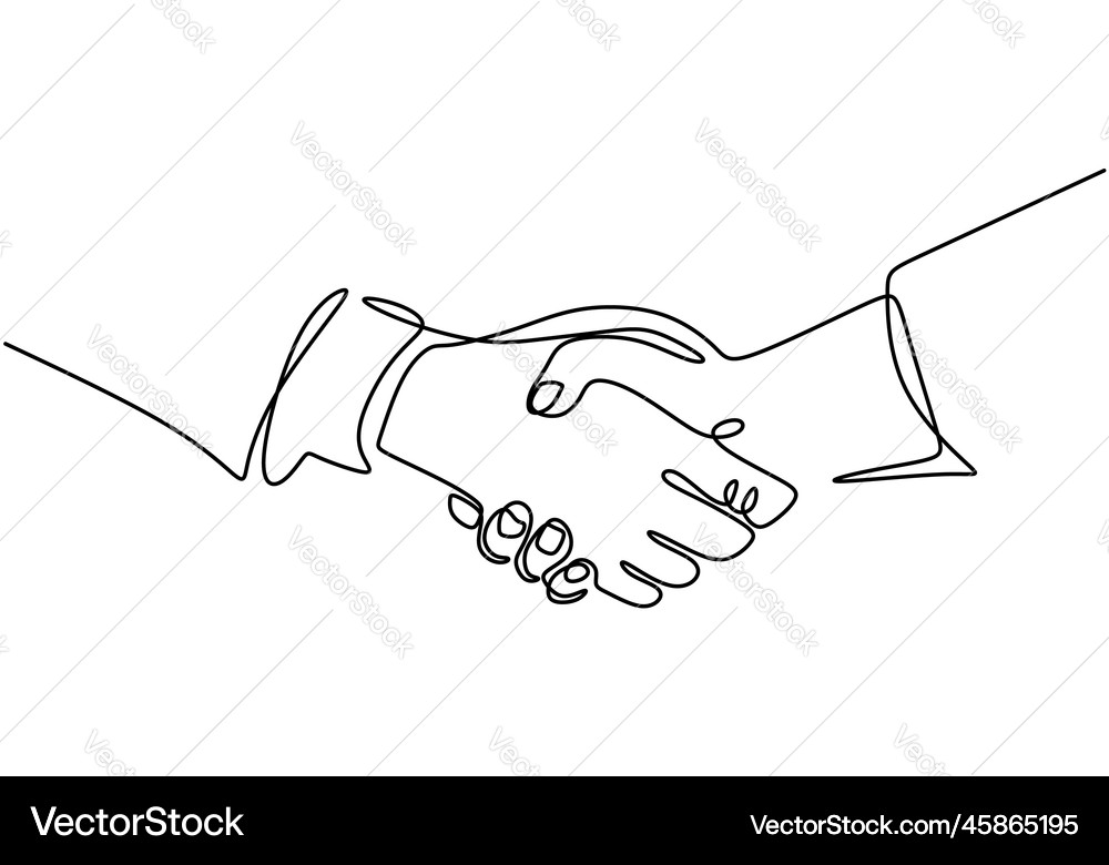 Continuous one line drawing of handshake Vector Image
