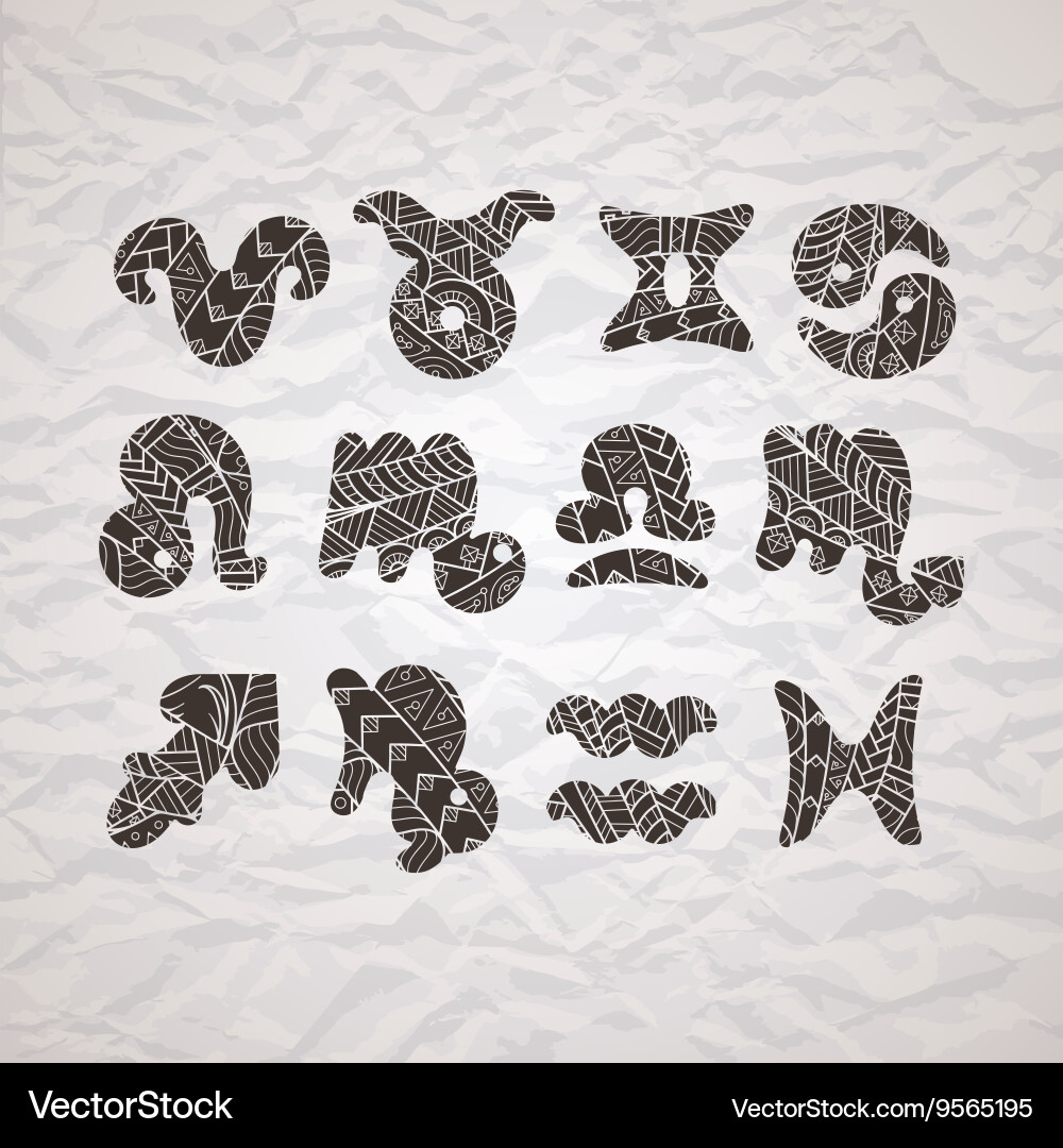 Entangle zodiac icons funny bubble style Vector Image