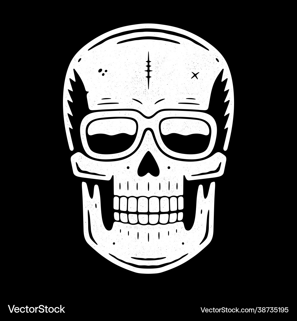 Funny engraved skull modern logo Royalty Free Vector Image