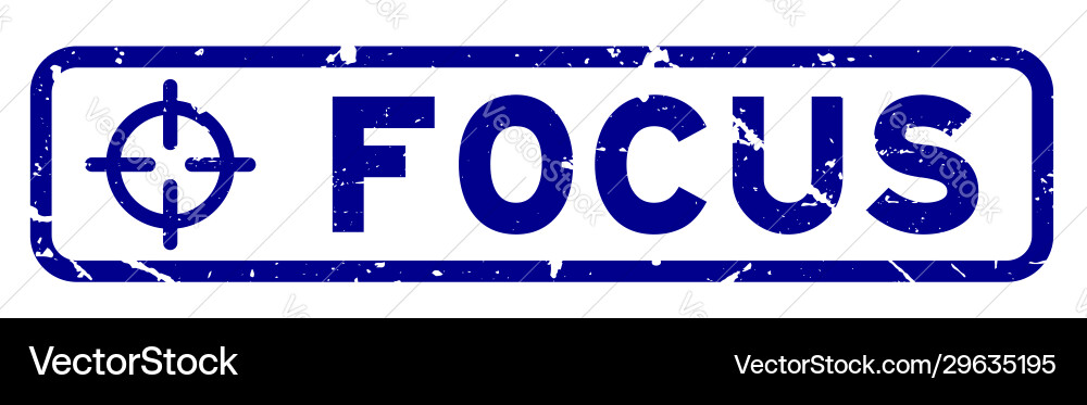 Grunge blue focus word with scope icon square Vector Image