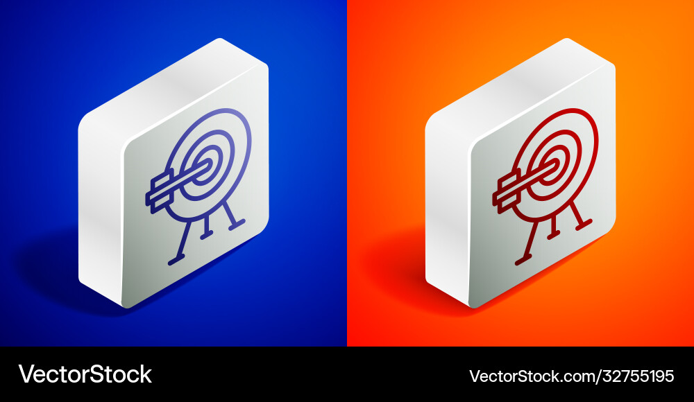 Isometric line target with arrow icon isolated Vector Image