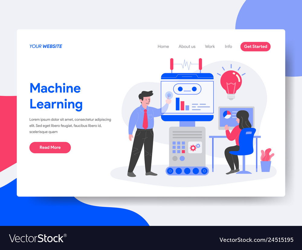 Landing page template of machine learning Vector Image
