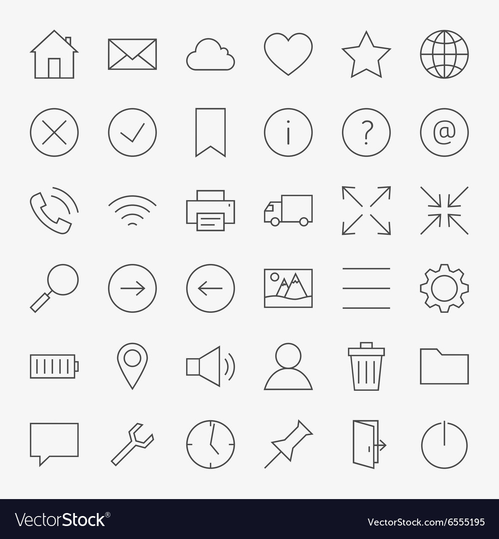 Line web and user interface design icons big set Vector Image