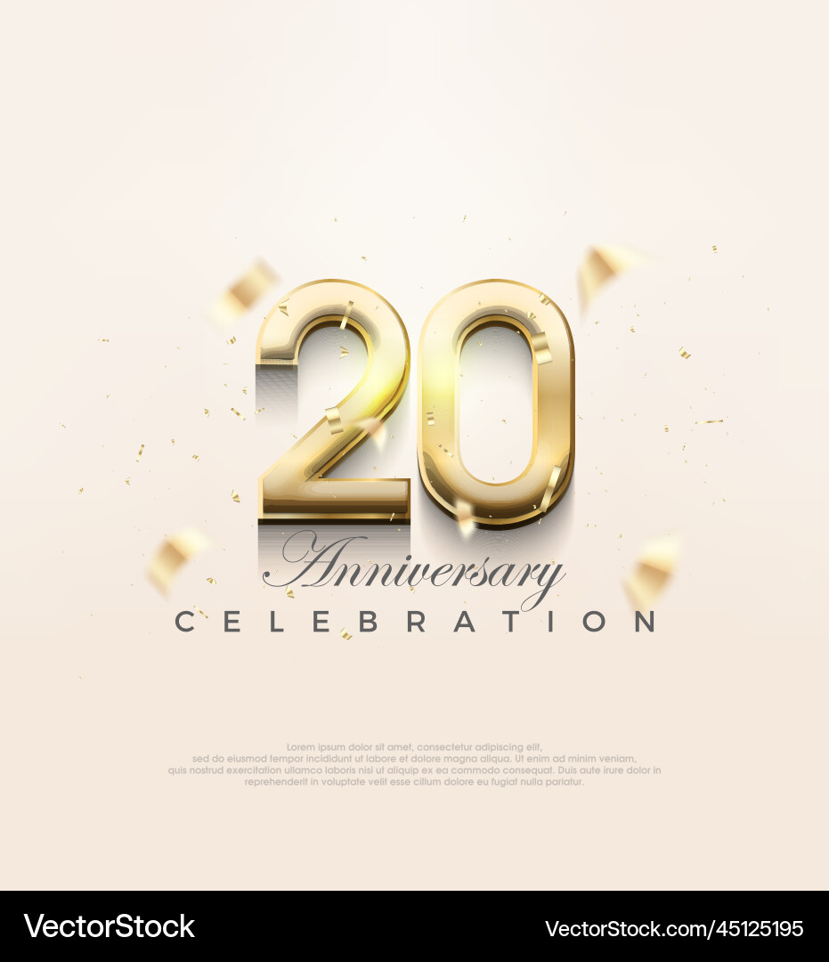 Modern gold 20th anniversary premium design Vector Image