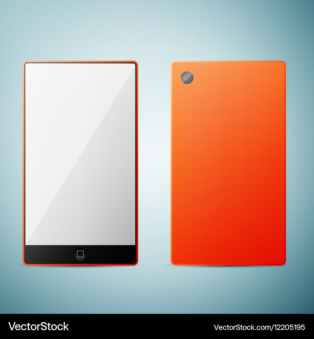 Orange smart phone icon isolated on blue Vector Image