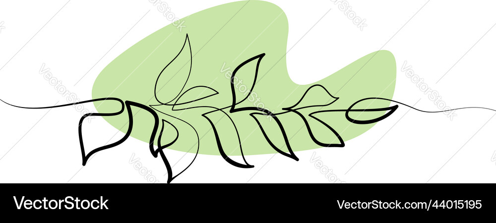 Plant leaves continuous line drawing one Vector Image