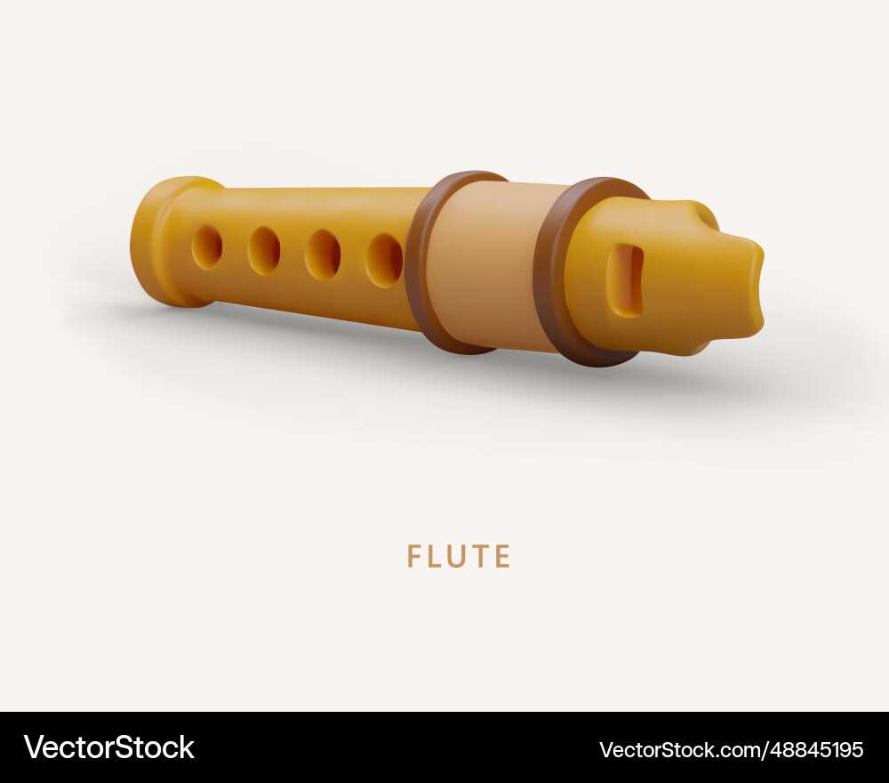 Realistic block flute folk wind musical Royalty Free Vector