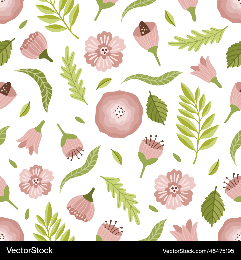 Set of flowers seamless pattern Royalty Free Vector Image