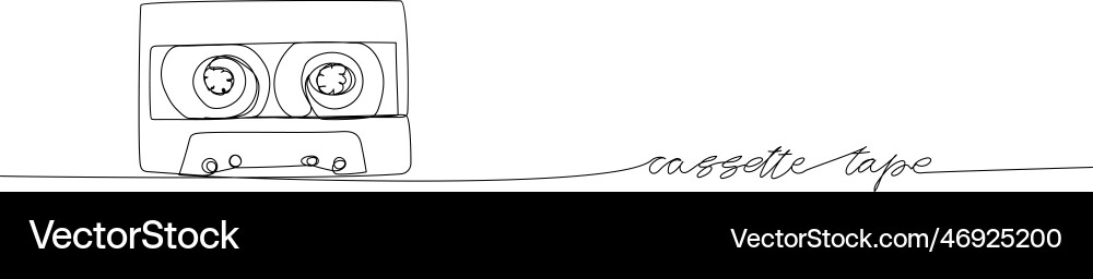 Audio cassette tape one line art continuous line Vector Image