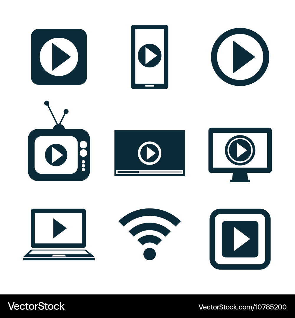 Collection icons live streaming design graphic Vector Image