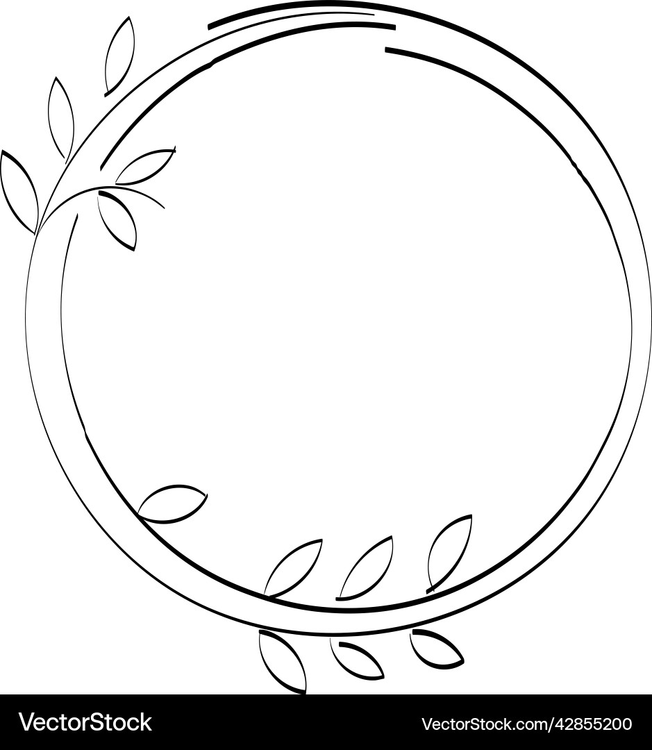Flower wreath line art with abstract shape Vector Image