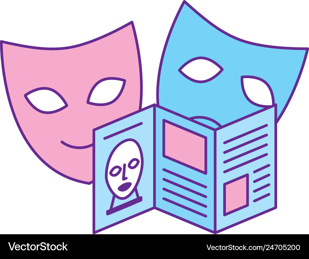 Guide pamphlet and masks exhibition museum Vector Image
