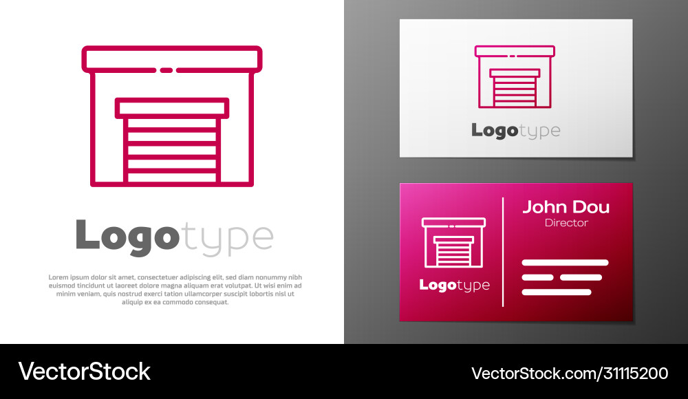 Logotype line garage icon isolated on white Vector Image