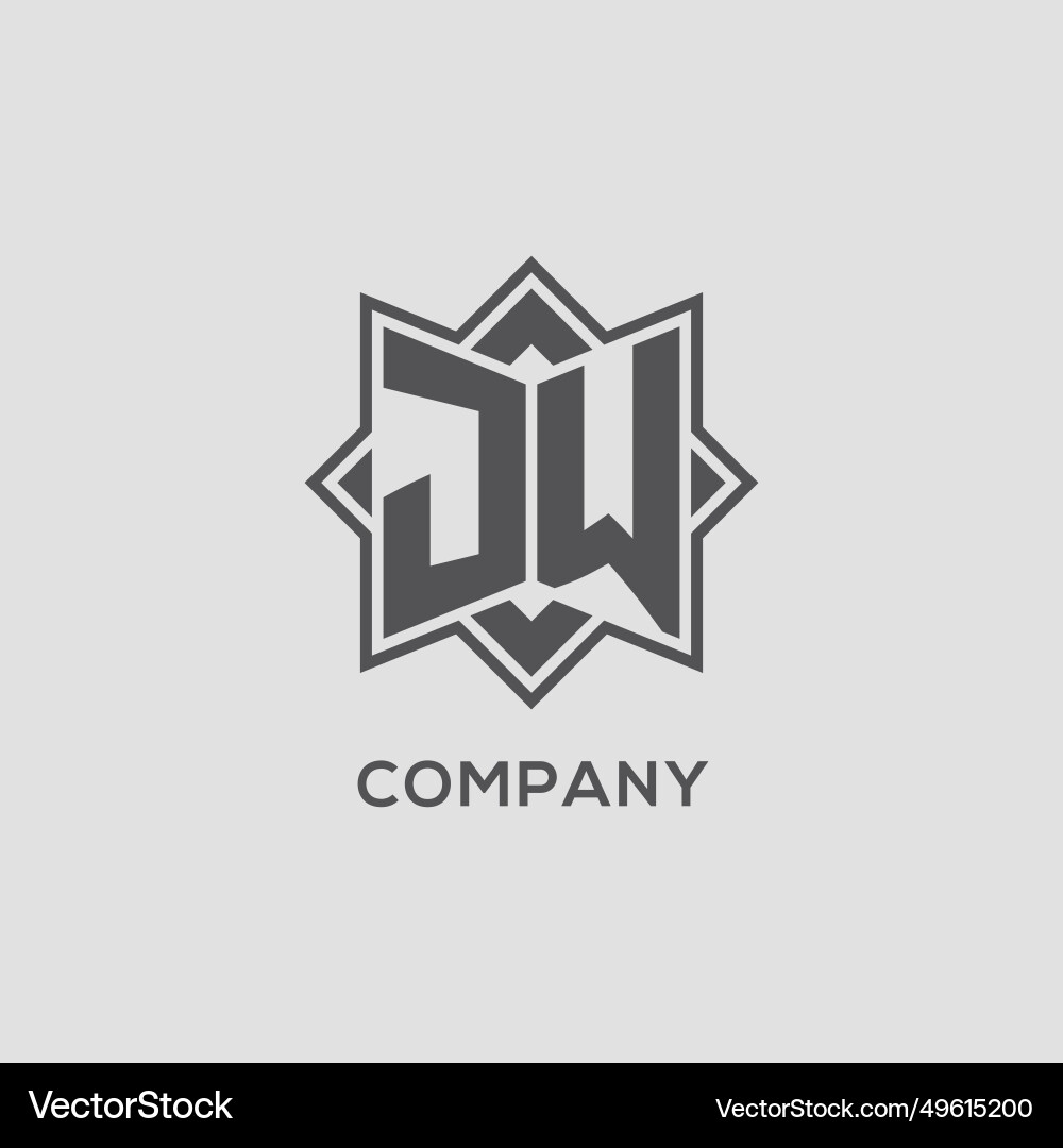 Monogram jw logo with eight point star style Vector Image