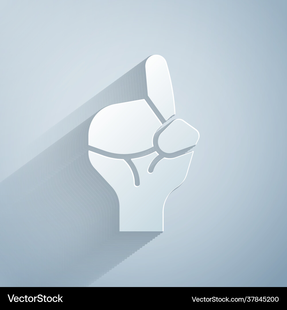 Paper cut hands in praying position icon isolated Vector Image