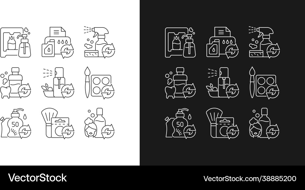 Reusable products linear icons set for dark Vector Image