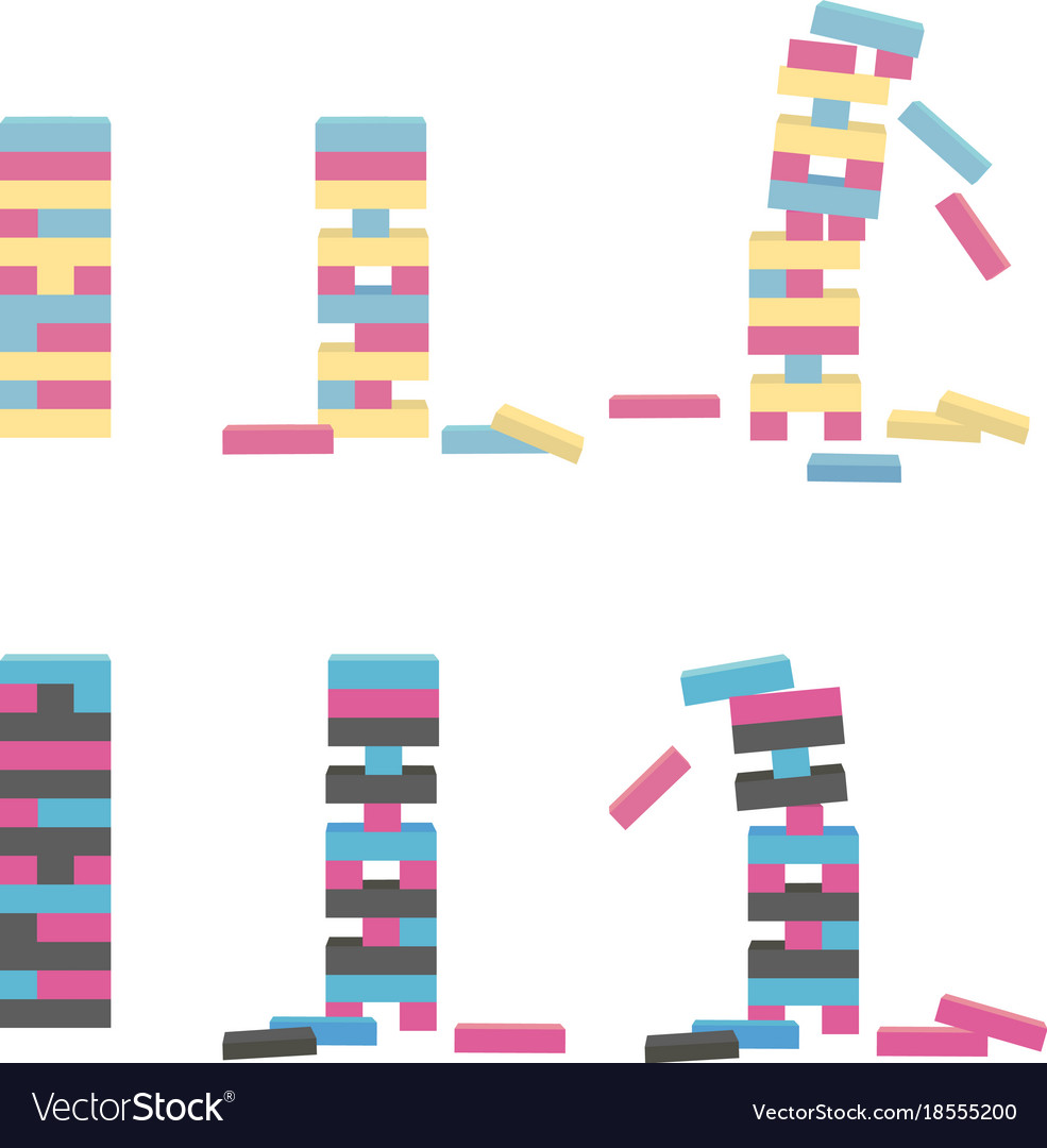 Set of jenga wooden block game Royalty Free Vector Image