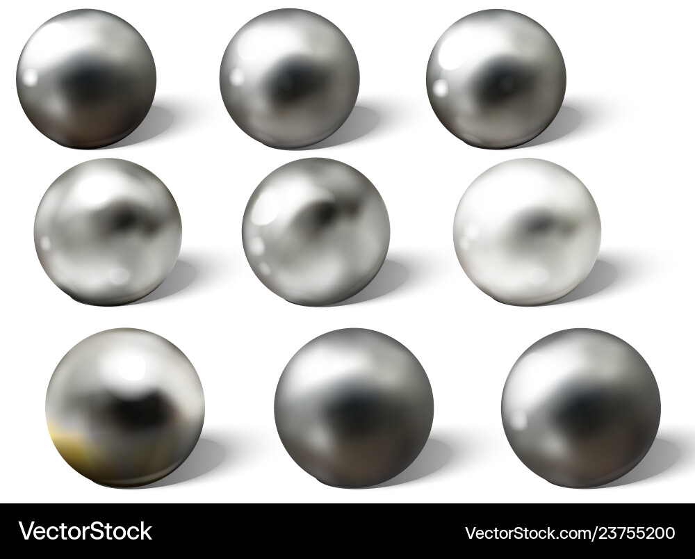 Steel balls on white surface realistic Royalty Free Vector