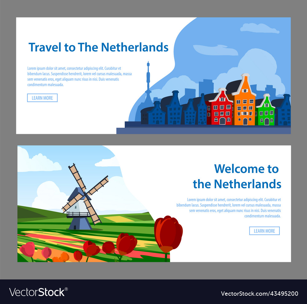 Travel to the netherlands banners or flyers set Vector Image