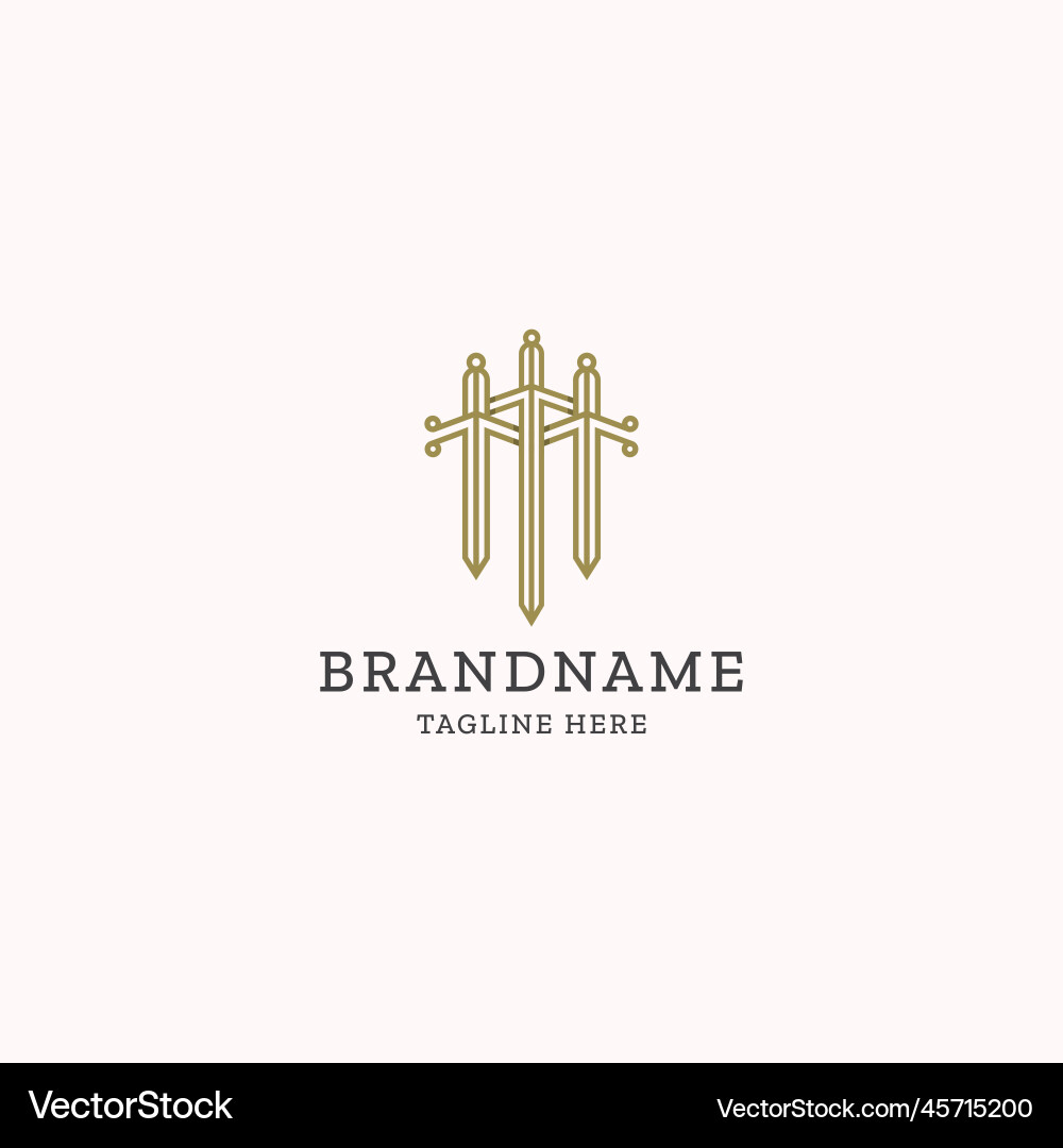 Triple sword letter m logo icon design template Vector Image